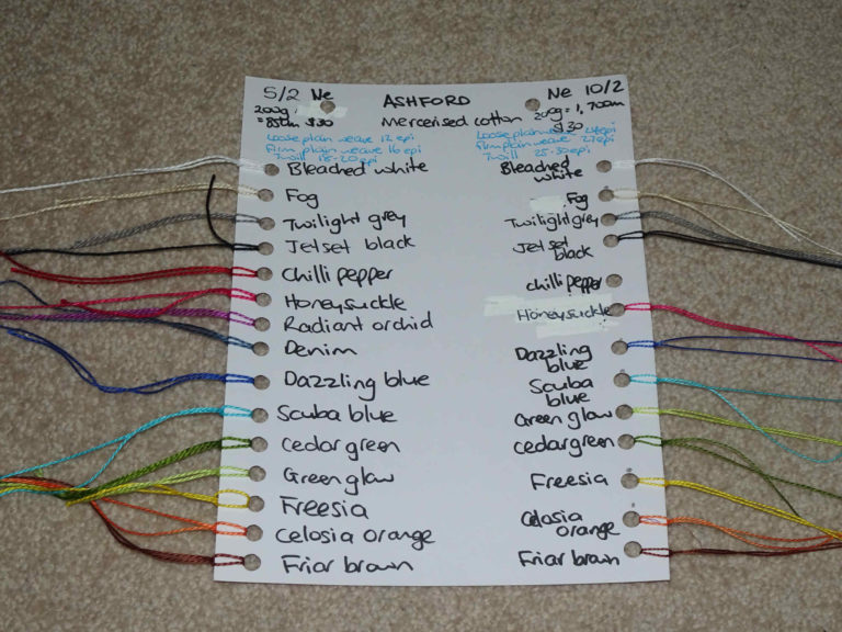 Making yarn sample cards – Weaving from Paradise