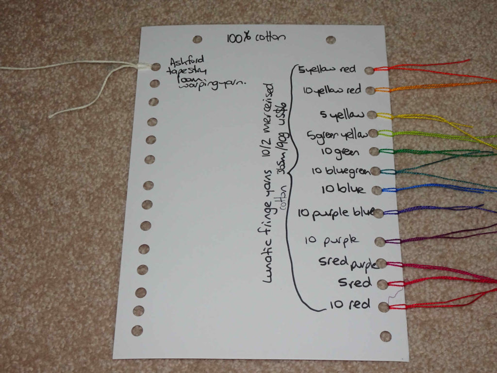 Making yarn sample cards – Weaving from Paradise